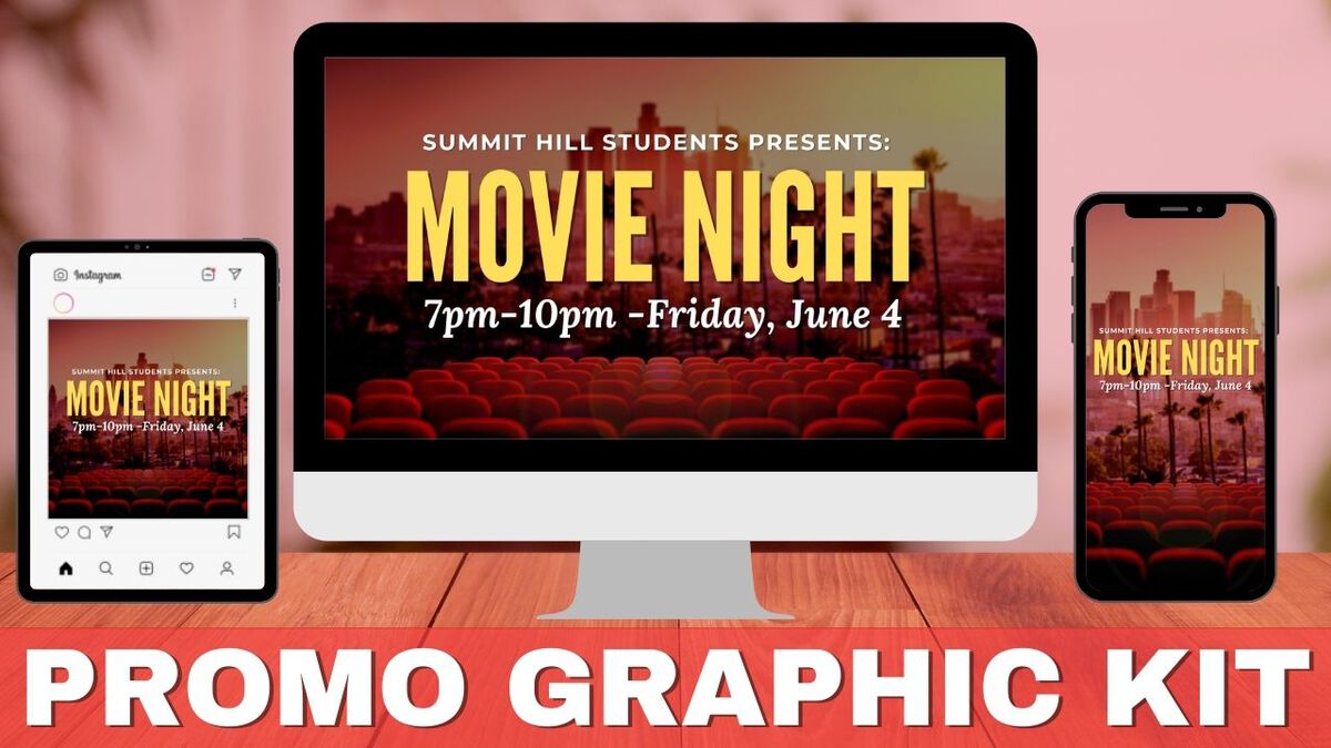 Movie Night Canva Graphics Kit | Summer Graphics | Download Youth Ministry