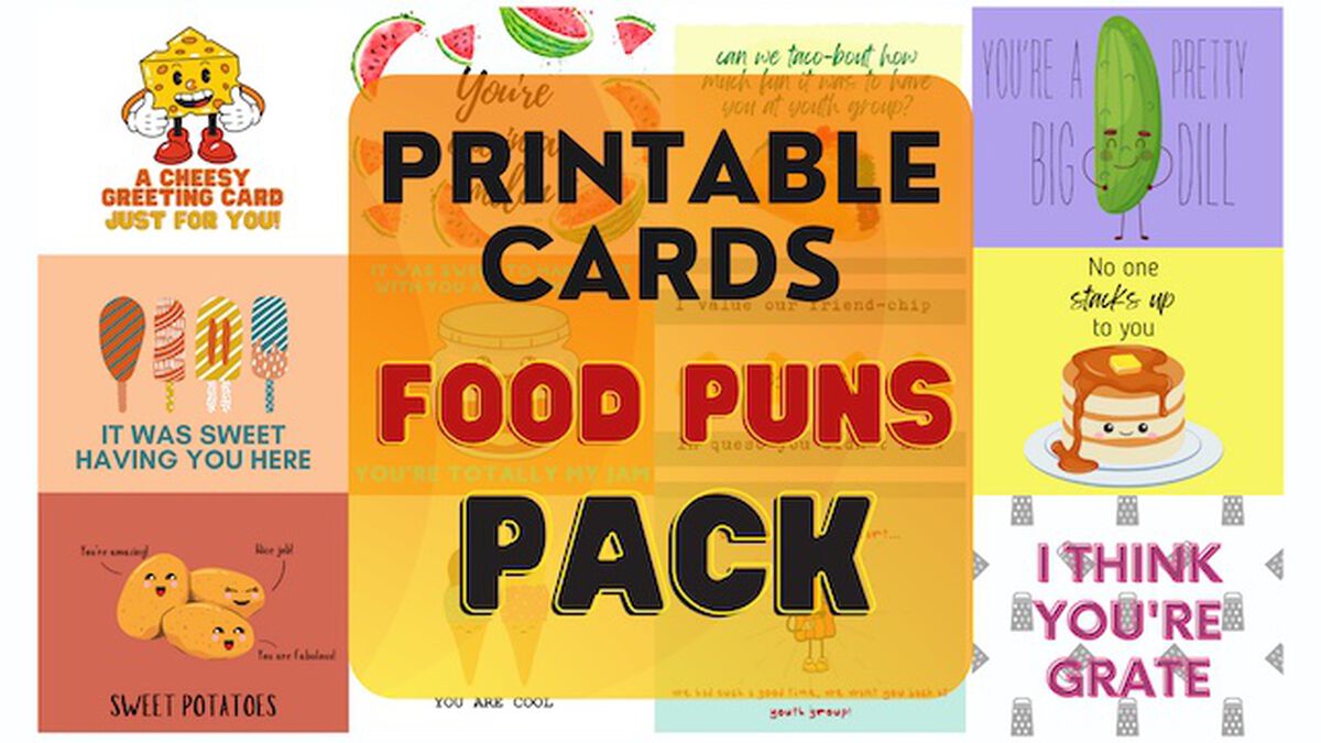 Printable Cards for Ministry - Food Pun Pack | Creative Programming ...