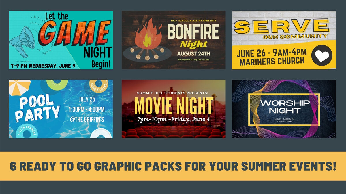 Summer Events Canva Graphics 6-Pack | Events | Download Youth Ministry