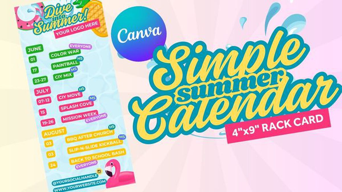 Simple Summer Calendar | Editable Calendars | Download Youth Ministry