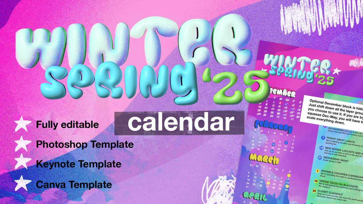 2025-2026 Winter/Spring Calendar | Editable Calendars | Download Youth ...